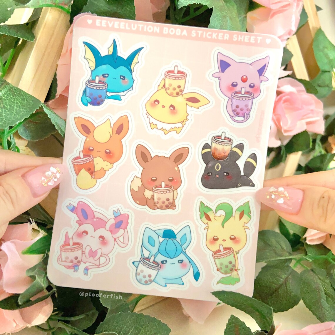 Eeveelution Boba Sticker Sheet | Glossy Stickers | Waterproof ...