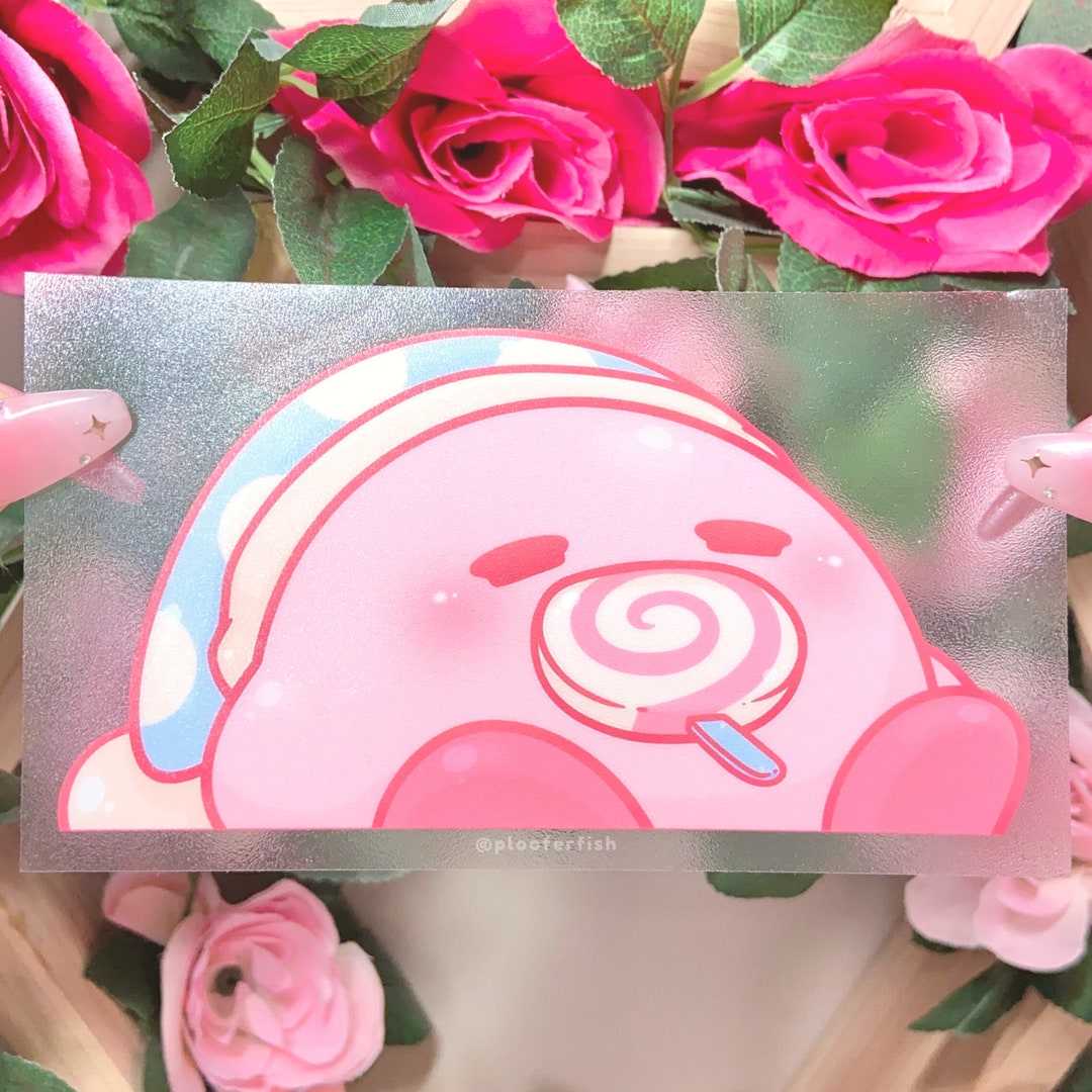 Sleepy Kirby Lollipop Large Peeker Stickers Cute Glossy - Etsy