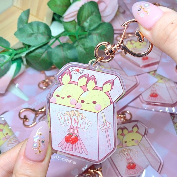 Pichu Pocky Glitter Acrylic Charms Double-sided Keychain | Etsy