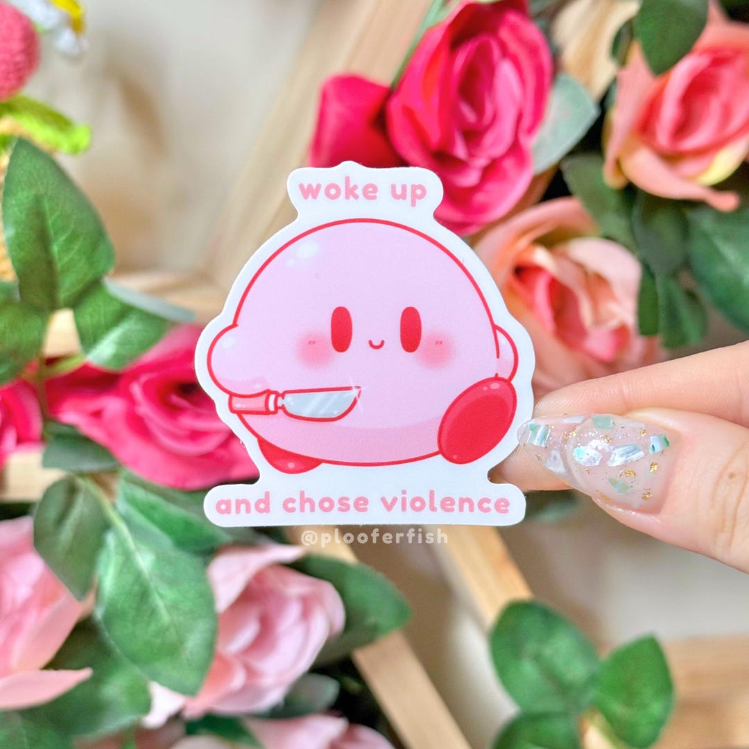 Kirbo Woke up and Chose Violence Stickers | BUY 3 GET 1 FREE | Cute ...