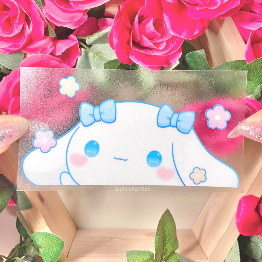 White Fluffy Cinna Dog Large Peeker Stickers | Cute Glossy Waterproof ...