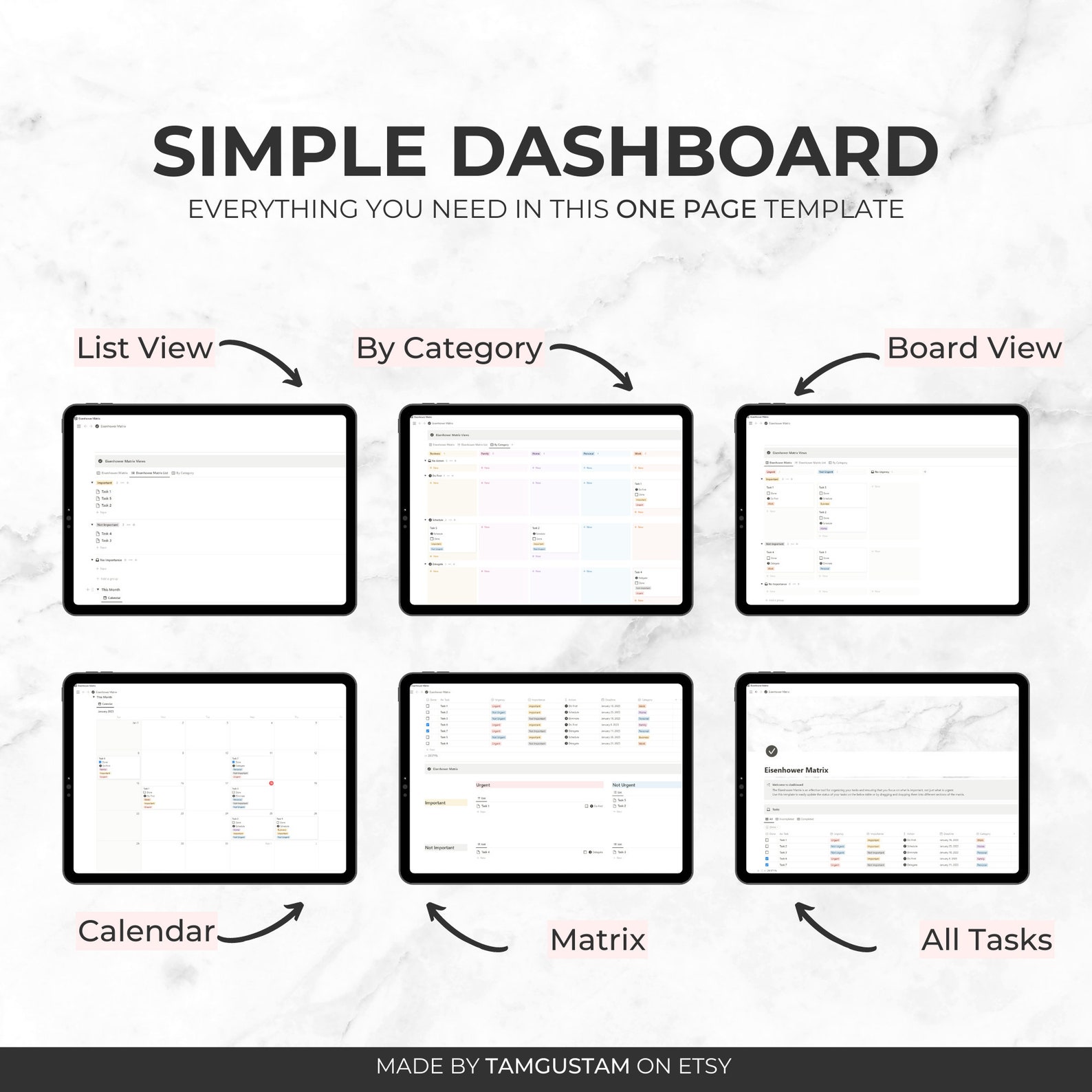 Notion Template Eisenhower Matrix, Decision Matrix, Notion Dashboard ...