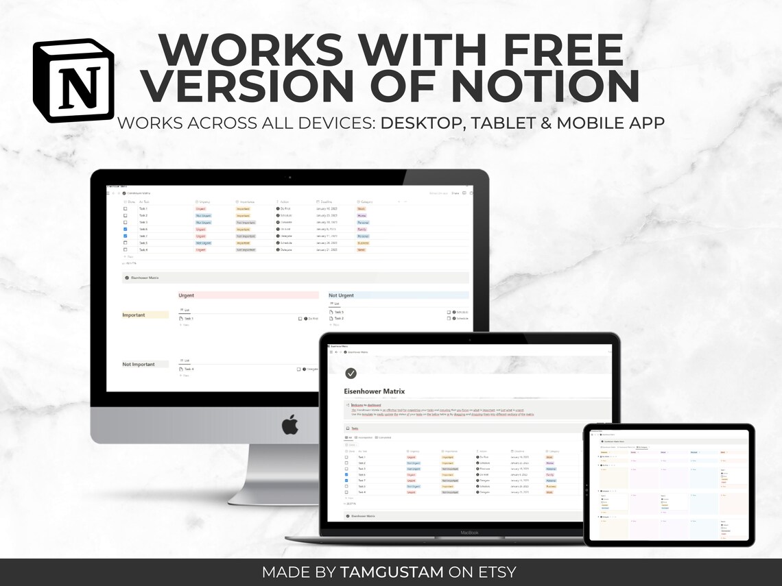 Notion Template Eisenhower Matrix Decision Matrix Notion - Etsy