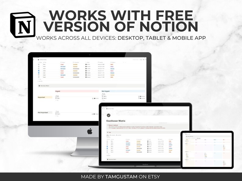 Notion Template Eisenhower Matrix Decision Matrix Notion - Etsy