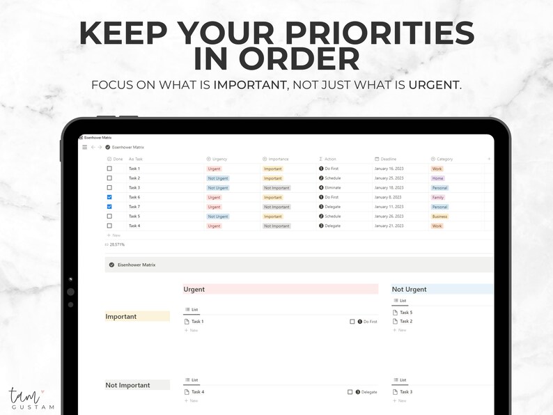 Notion Template Eisenhower Matrix Decision Matrix Notion - Etsy