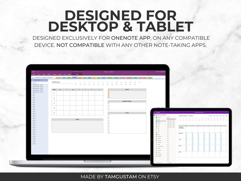 Onenote Digital Planner Undated HYPERLINKED Onenote Planner - Etsy