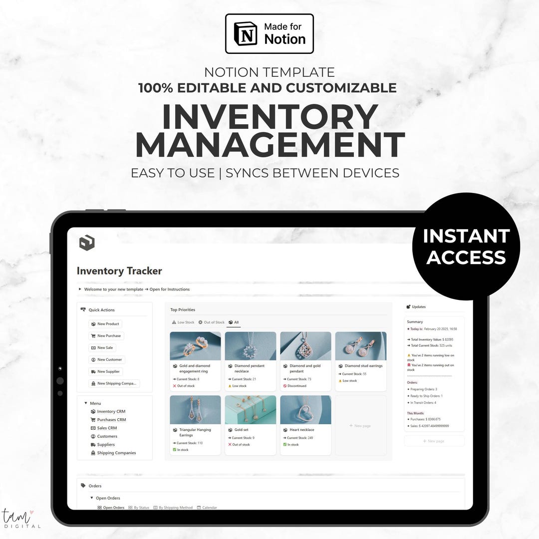 Inventory Tracker Notion Template, Inventory Notion Dashboard ...