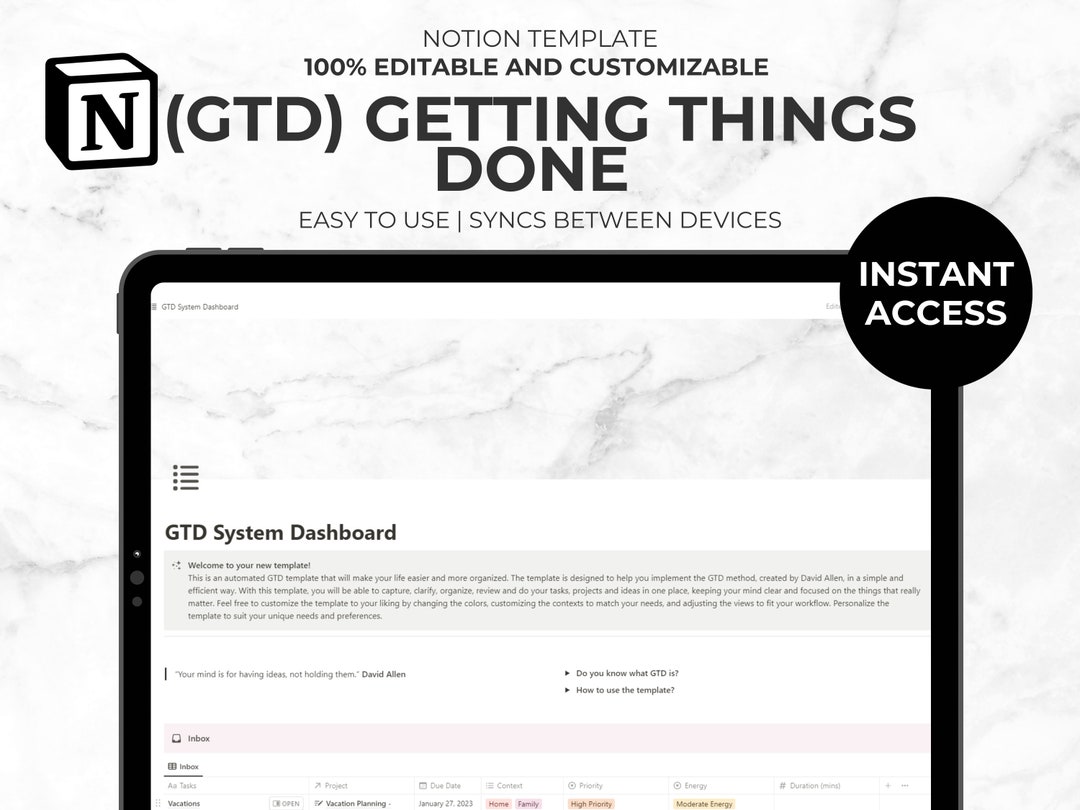 GTD Notion Template GTD Notion Dashboard GTD Planner - Etsy GTD Notion Template GTD Notion Dashboard GTD Planner - Etsy