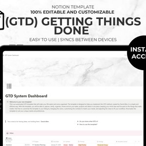 GTD Notion Template GTD Notion Dashboard GTD Planner - Etsy