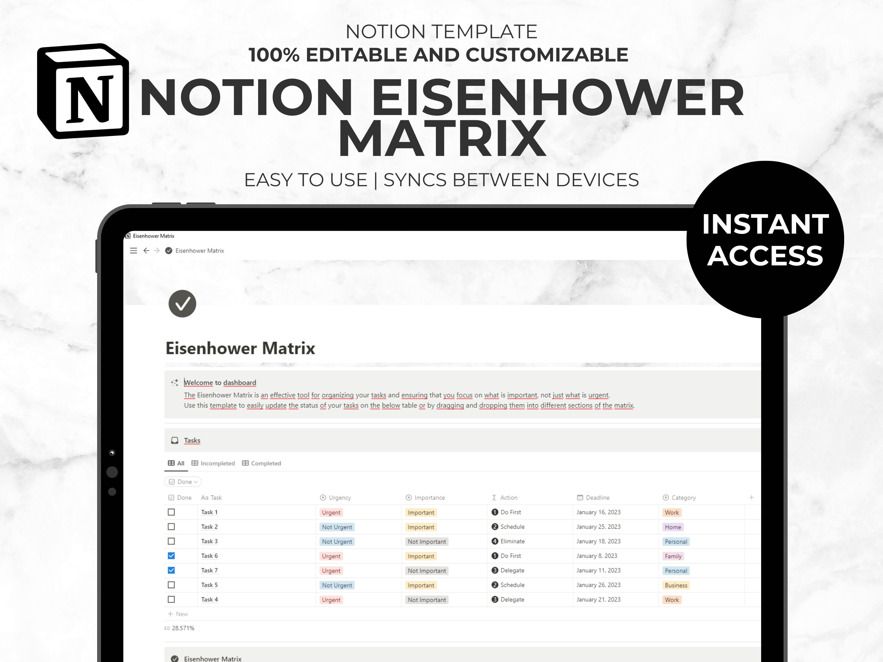 Notion Template Eisenhower Matrix Decision Matrix Notion - Etsy Australia