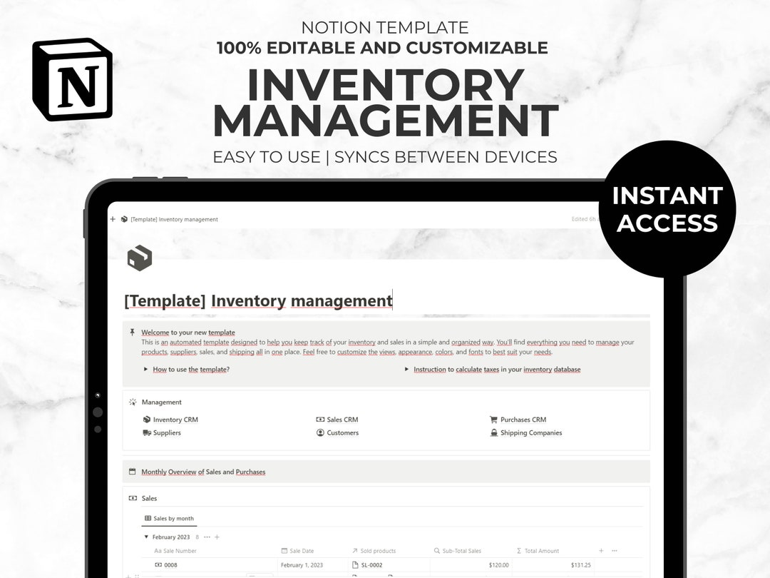 Inventory Tracker Notion Template Inventory Notion Dashboard - Etsy ...
