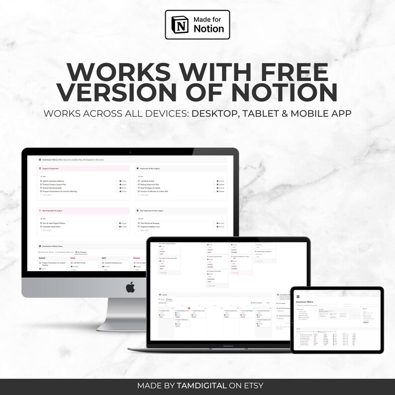 Notion Template Eisenhower Matrix, Decision Matrix, Productivity ...