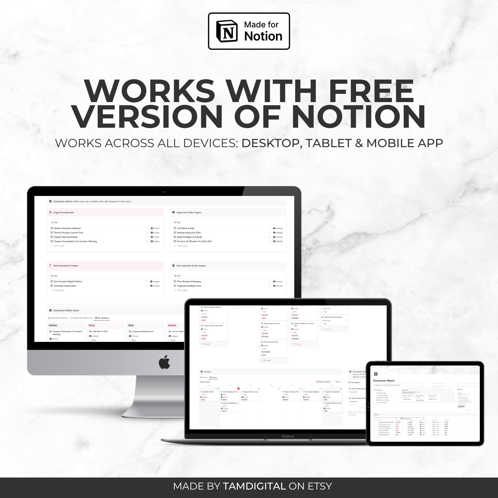 Notion Template Eisenhower Matrix, Decision Matrix, Productivity ...