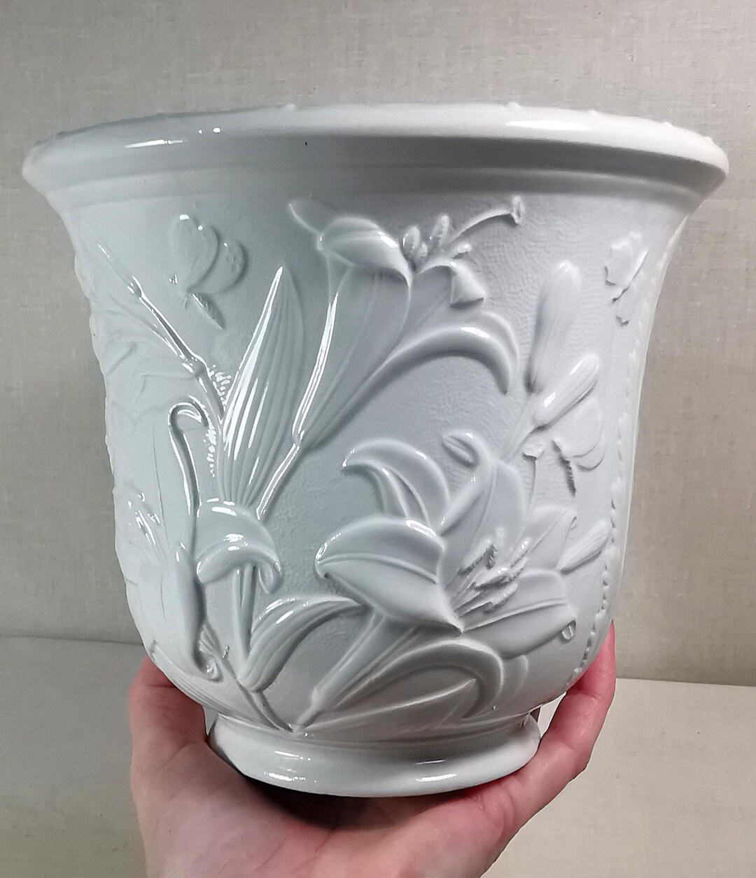 Vintage Portmerion Floral 80s Large Plant Pot Indoor Planter Fluted - Etsy