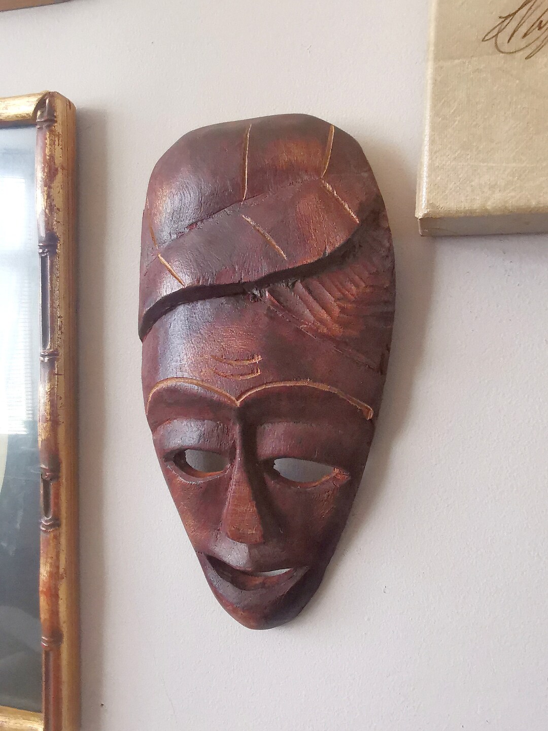 African Carved Wall Mask. Vintage Bohemian Wooden Wall Decor - Etsy