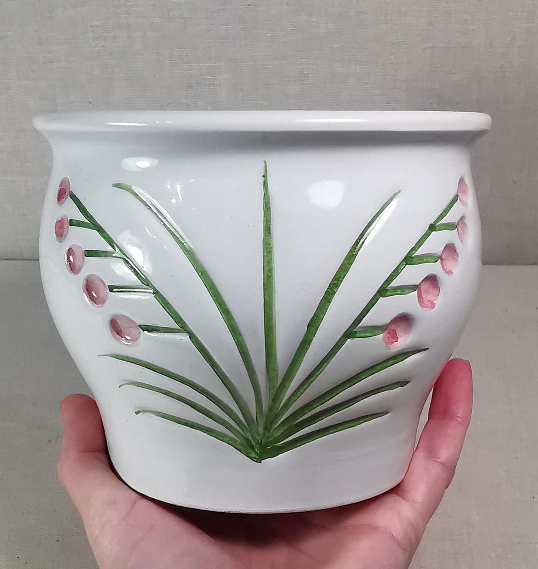 Vintage Floral 80s Medium Plant Pot Indoor Planter Fluted - Etsy