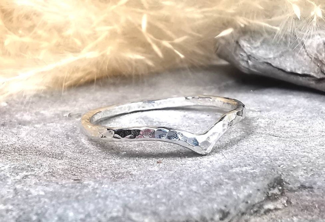 Hammered Wishbone Chevron Ring Sterling Silver 925 - Etsy