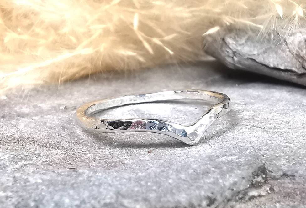 Gehammerter Wishbone Chevron Ring Sterling Silber 925 Etsy