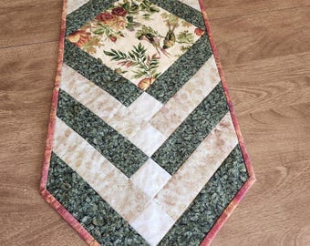 Blue and Yellow Floral French Braid Style Quilted Table Runner ...