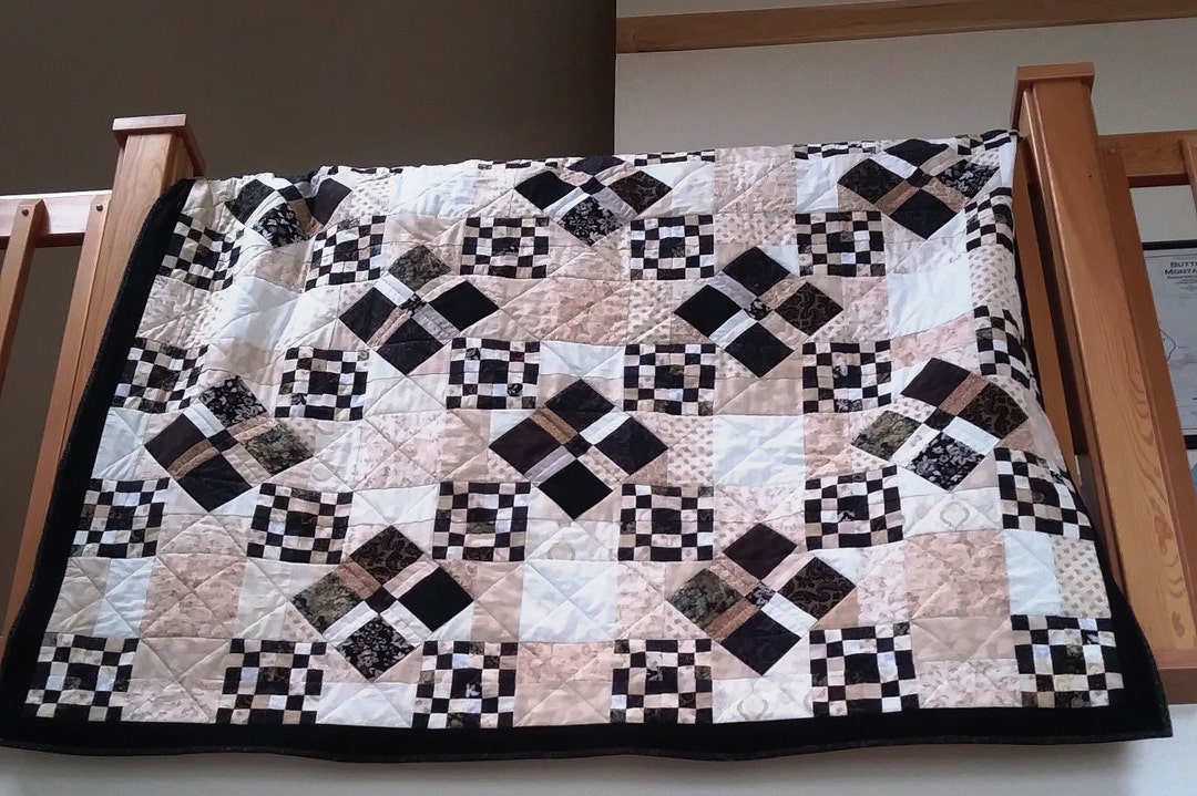 Handmade Black and Ivory Quilt in Diamond Pattern - Etsy