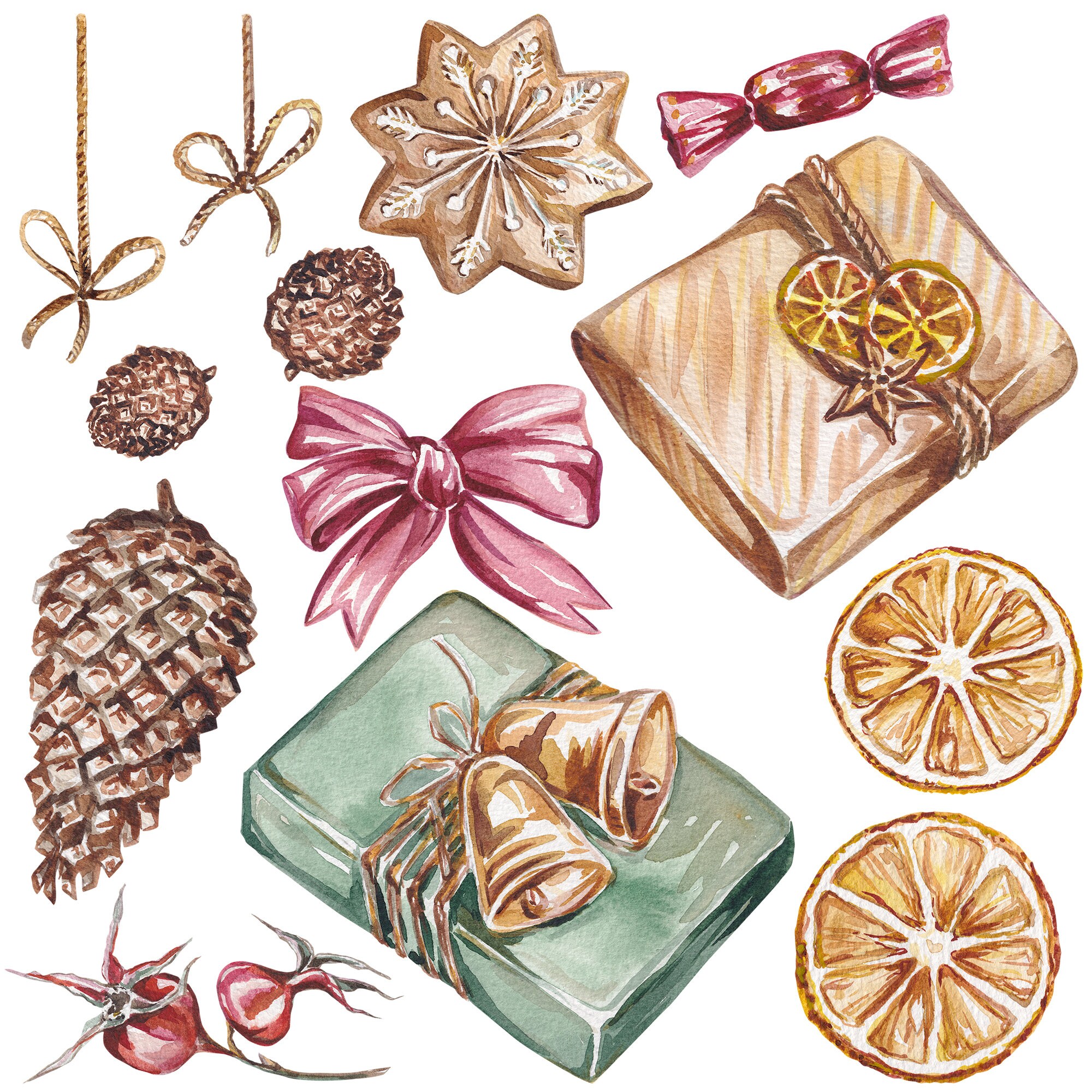 Christmas Gifts Watercolor Clipart | Watercolor Winter Clipart ...