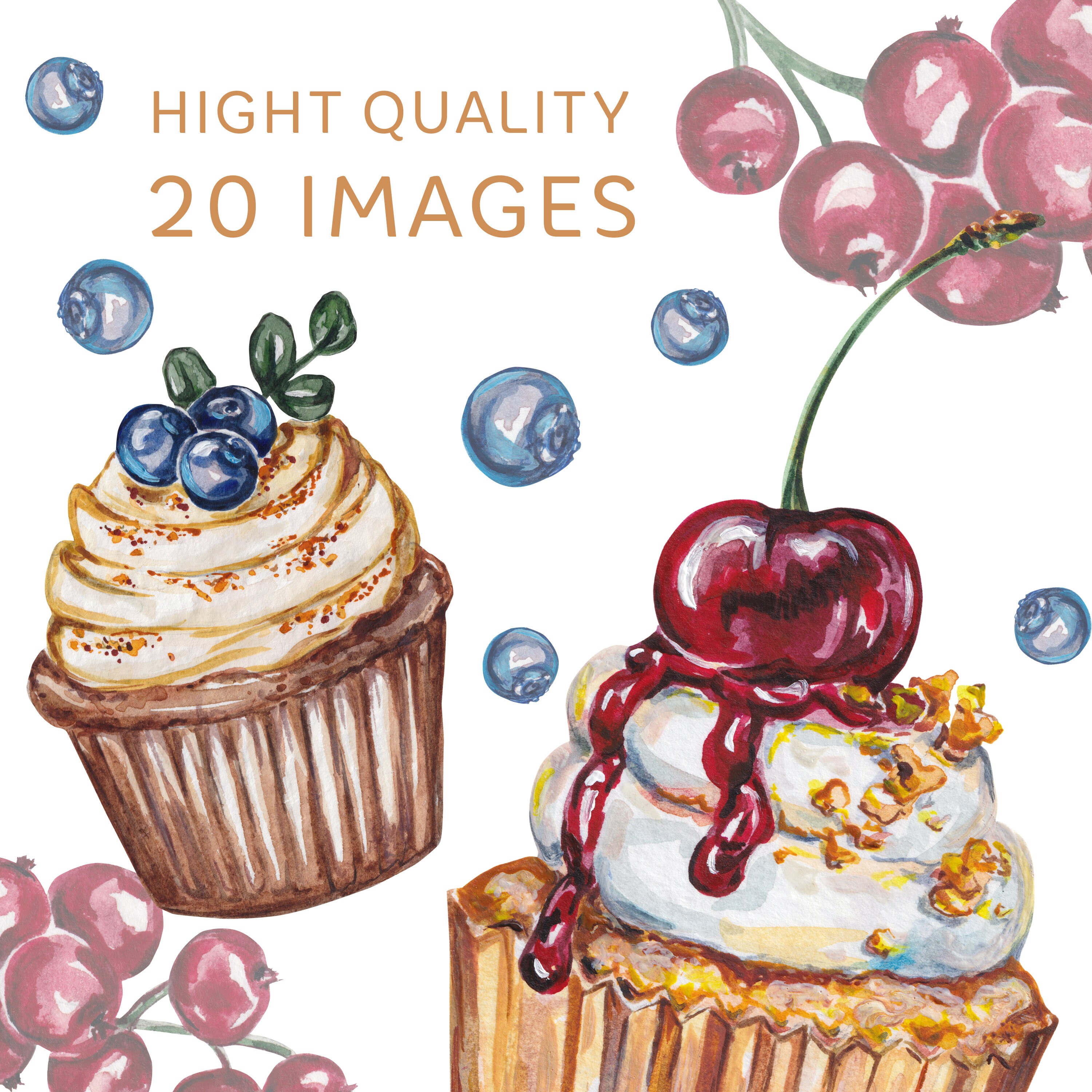 Sweet Desserts Watercolor Clipart | Watercolor Sweets | Watercolor Cake ...