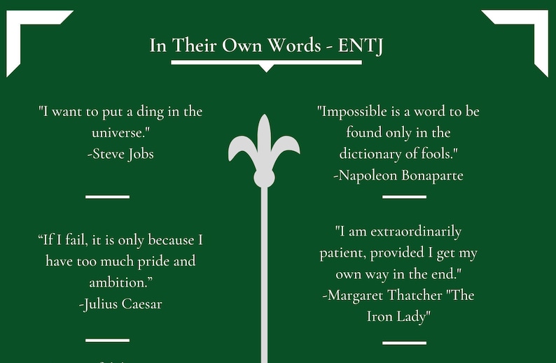 ENTJ Quotes From Famous Entjs - MBTI Art Poster - Etsy