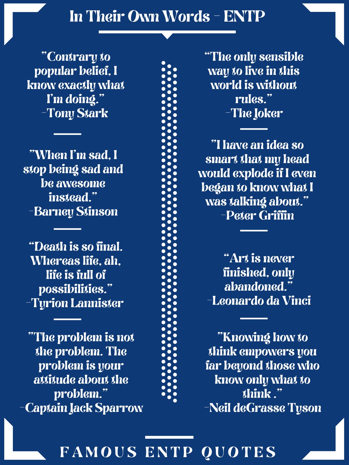 ENTP Quotes From Famous Entps - MBTI Art Poster - Etsy