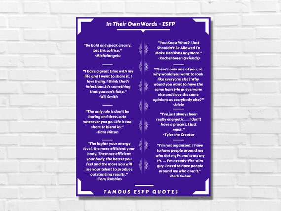 ESFP Quotes From Famous Esfps MBTI Art Poster | Etsy