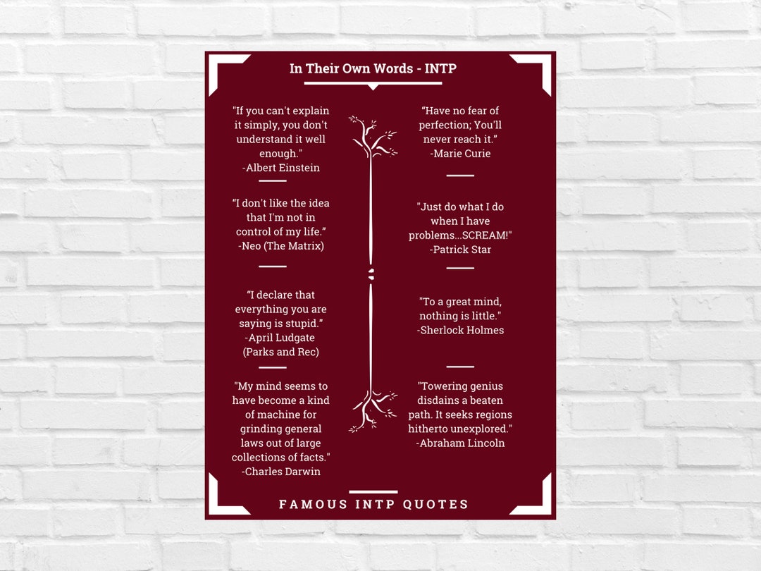 INTP Quotes From Famous Intps - MBTI Art Poster - Etsy