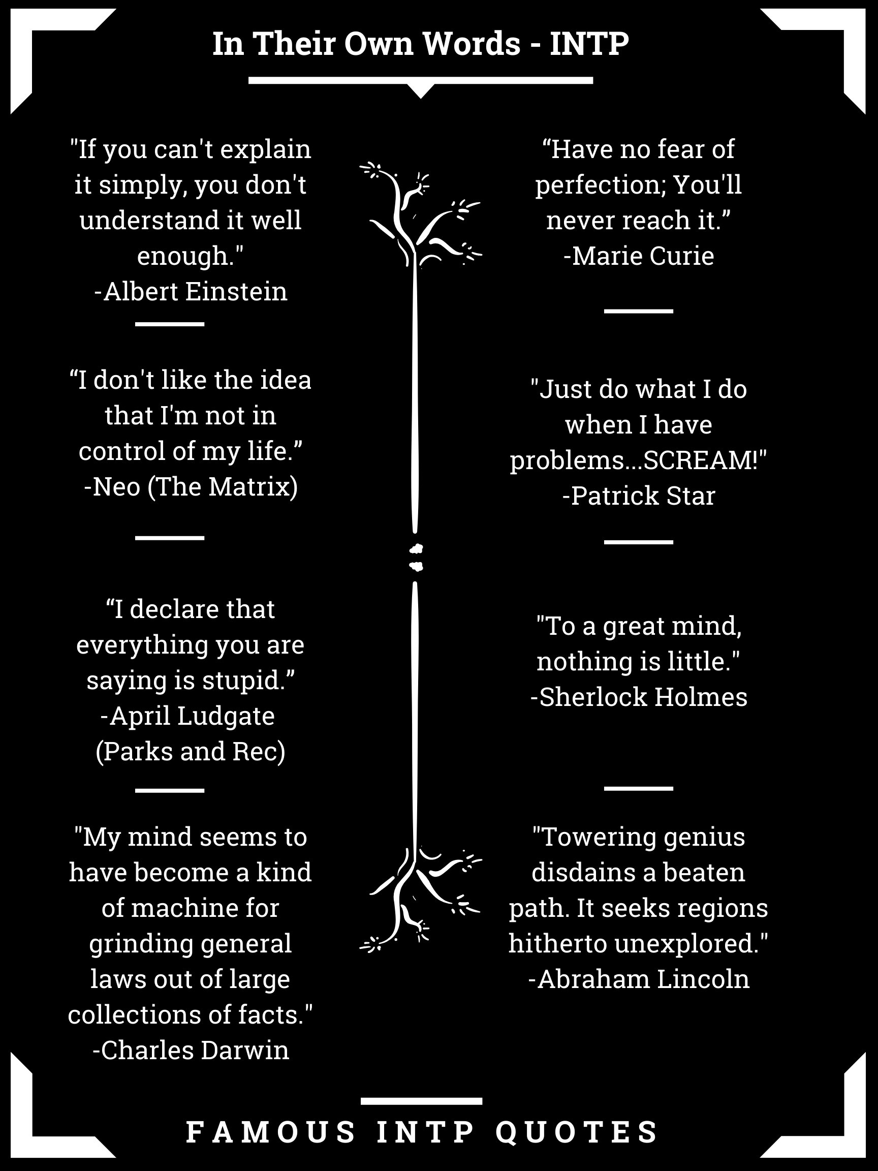 INTP Quotes From Famous Intps MBTI Art Poster - Etsy UK