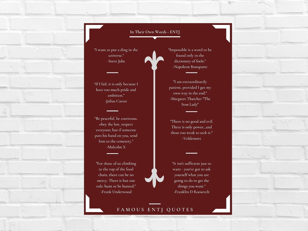 ENTJ Quotes From Famous Entjs - MBTI Art Poster - Etsy Australia