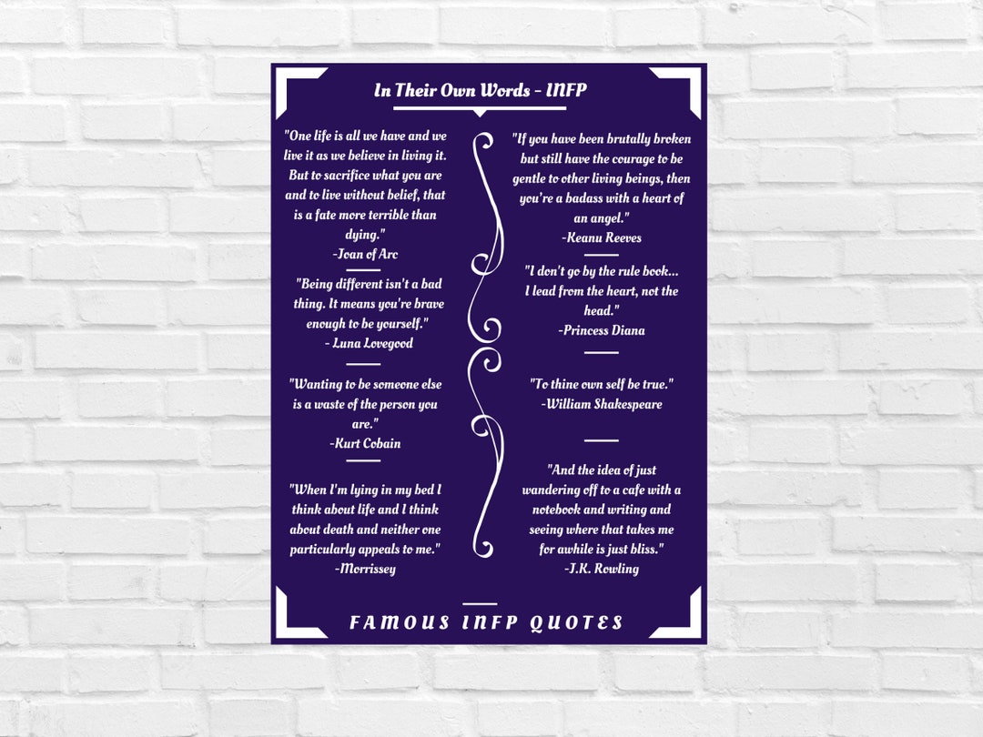 INFP Quotes From Famous Infps - MBTI Wall Poster - Etsy