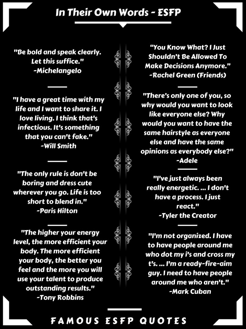 ESFP Quotes From Famous Esfps - MBTI Art Poster - Etsy
