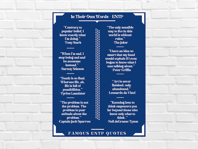 ENTP Quotes From Famous Entps - MBTI Art Poster - Etsy Australia