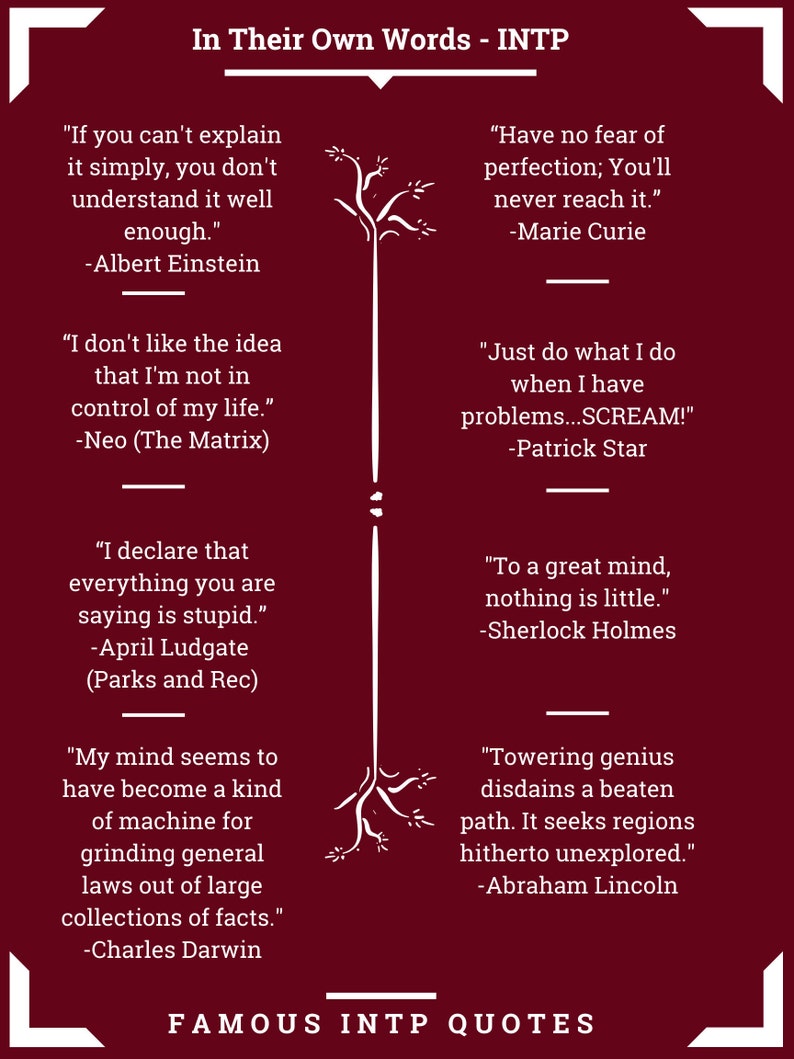 INTP Quotes From Famous Intps - MBTI Art Poster - Etsy