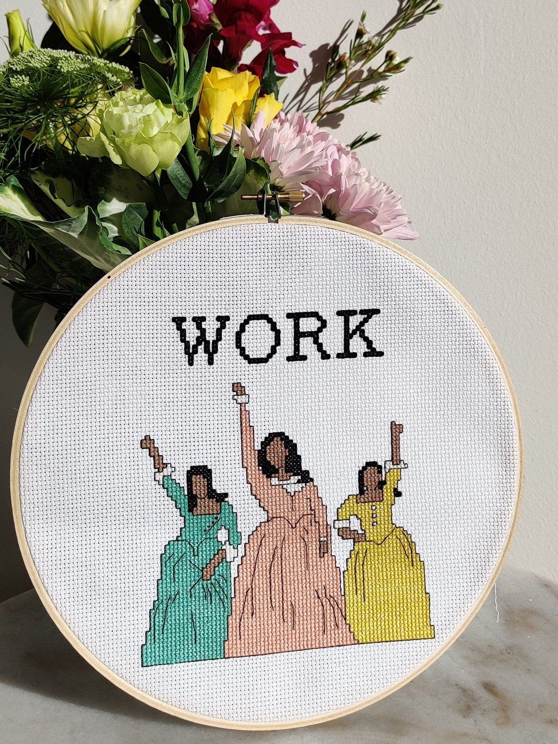 WORK! Hamilton Cross Stitch Pattern | Schuyler Sisters Cross Stitch ...