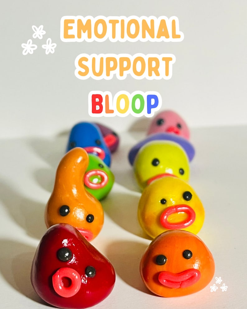 Emotional Support Bloops Handmade Polymer Clay Figurine Tiny Clay Blobs ...
