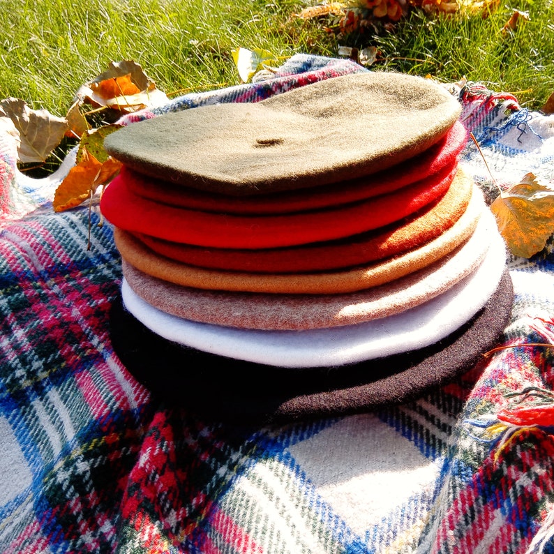 Fall 100% Solid Wool French Beret Hat Women's Autumn Headwear Berets ...