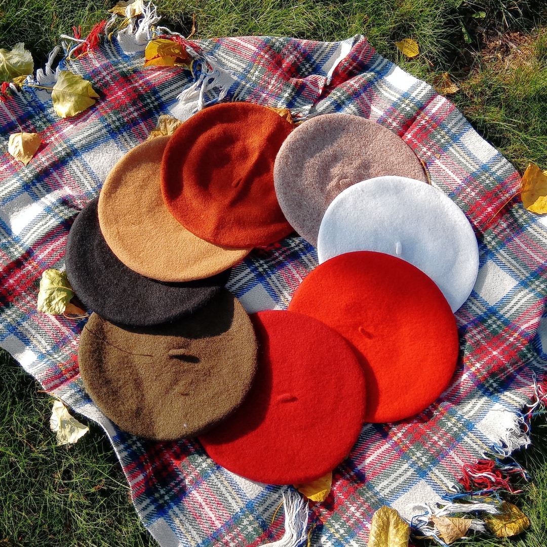 Fall 100% Solid Wool French Beret Hat Women's Autumn Headwear Berets ...