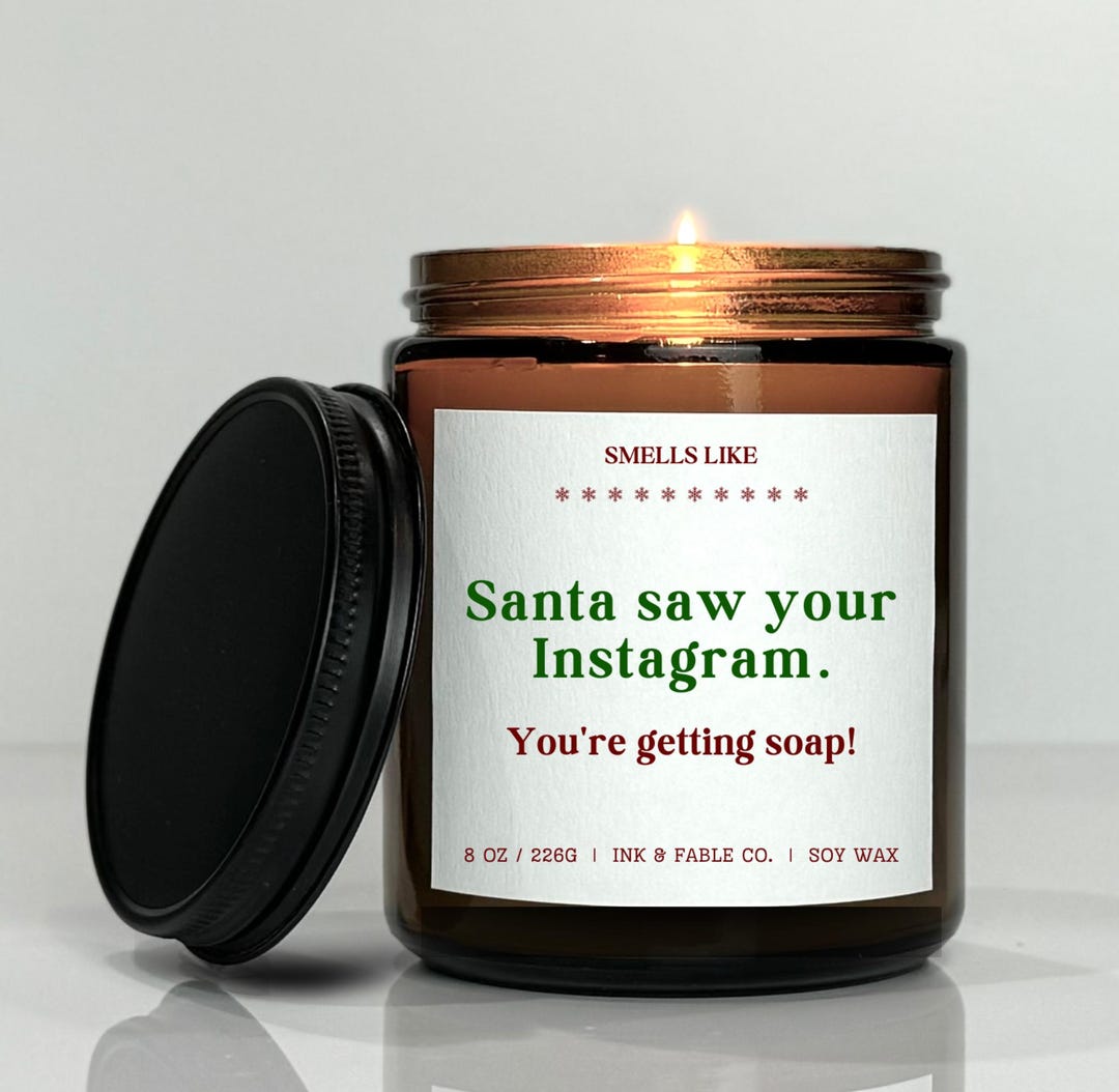 Santa Saw Your Instagram Candle Funny Christmas Candle Snarky Soy ...