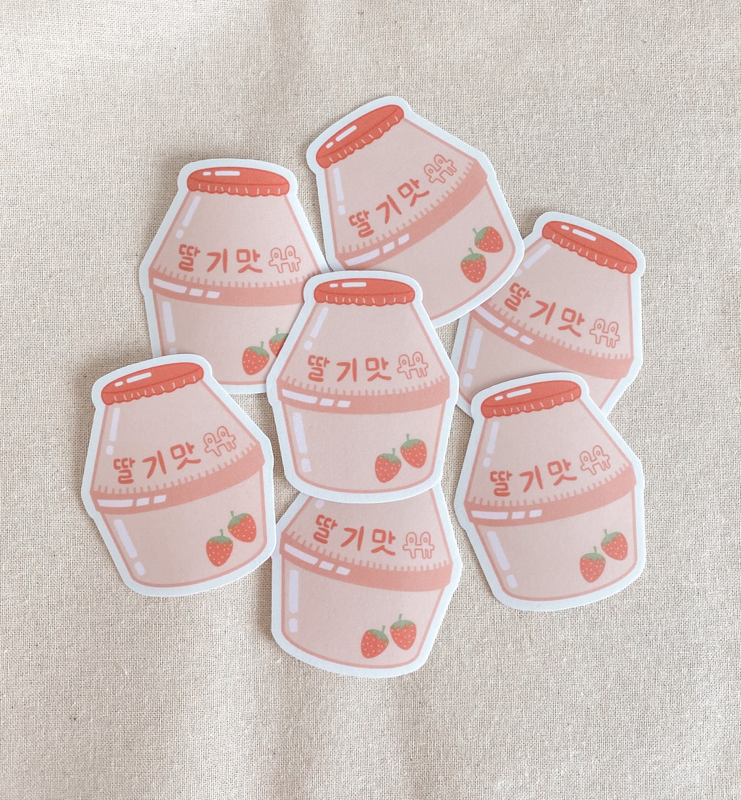 Korean Strawberry Milk, Milk Sticker, Asian Drink, Drink Sticker ...