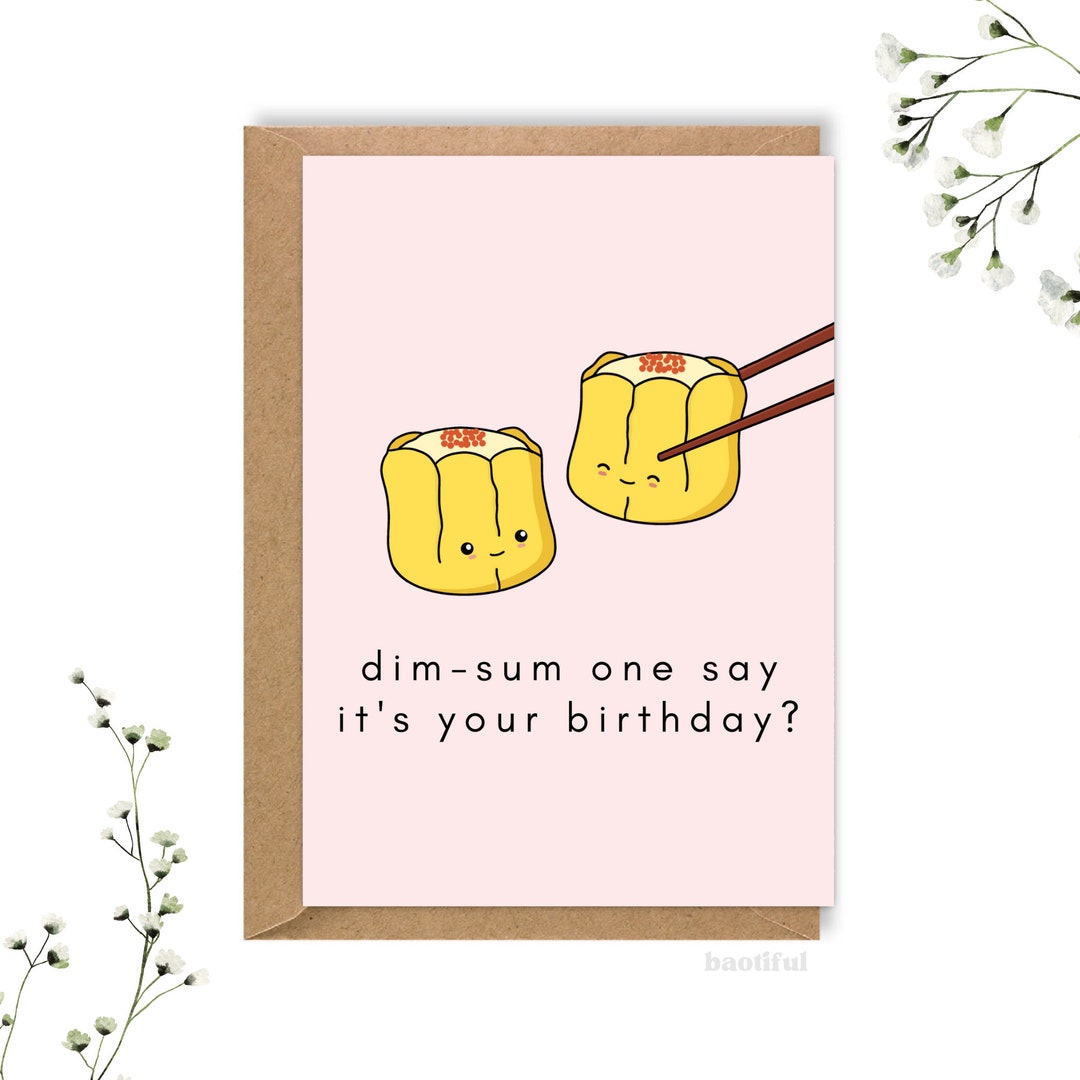 Dim Sum Birthday Card, Sui Mai Dumpling, Textured Card, Greetings Card ...