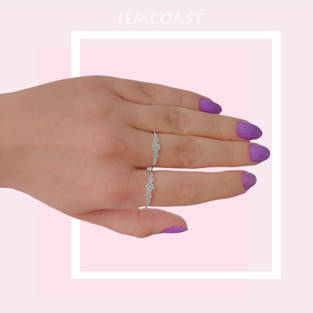 Birth FLOWER DAINTY RING Very Thin Sterling Silver Ring Band - Etsy