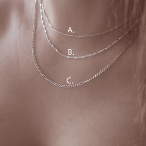 Silver DAINTY NECKLACES 3 Styles Simple Chains for Layering - Etsy