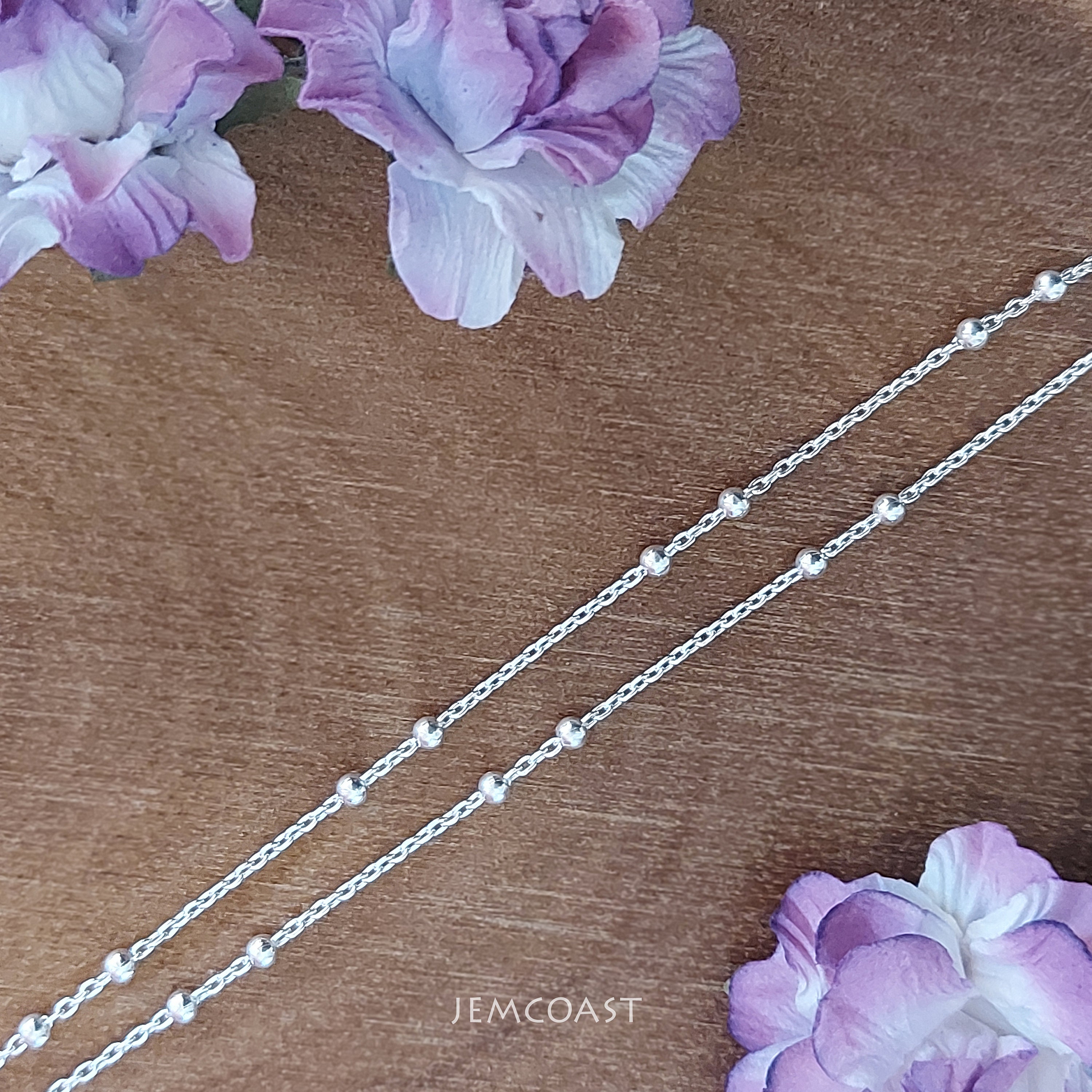 Sterling Silver Hand / Anklet Bracelet for Women, Beaded Anklet Silver ...