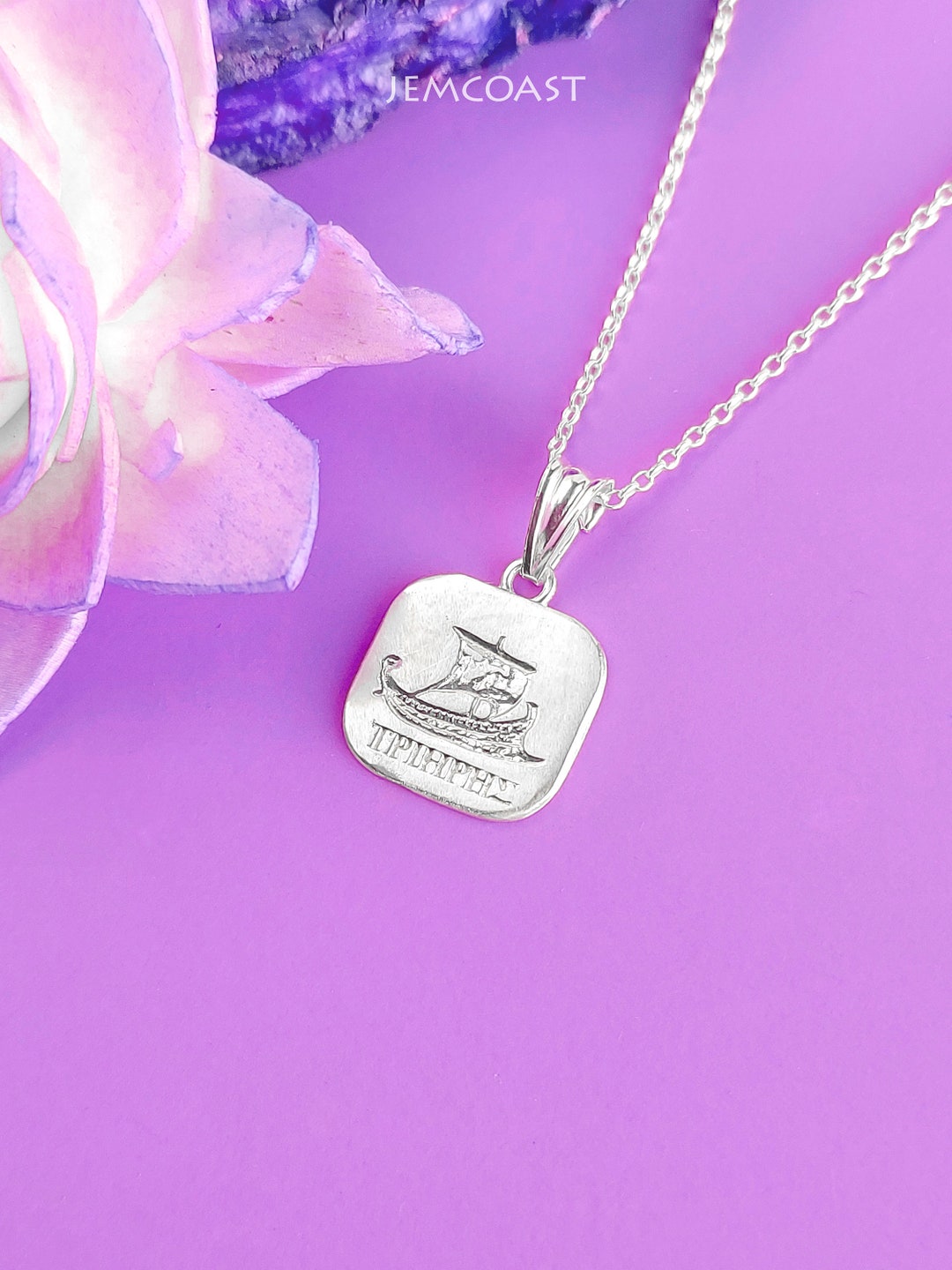 ANCIENT GREEK SHIP Trojan Pendant • Greek Mythology 925 Sterling Silver ...