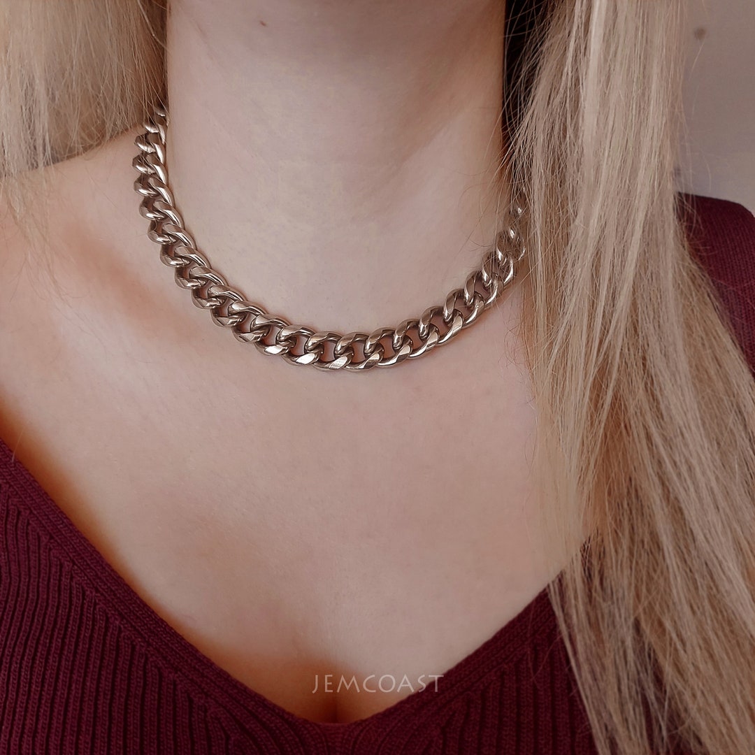 Stainless Steel THICK CURB CHAIN Necklace, Ultra Chunky Short Chain ...