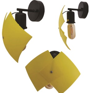 Small Wall Lamp Yellow Colour Sconce Ceramic Lampshade Metal Holder T45 ...