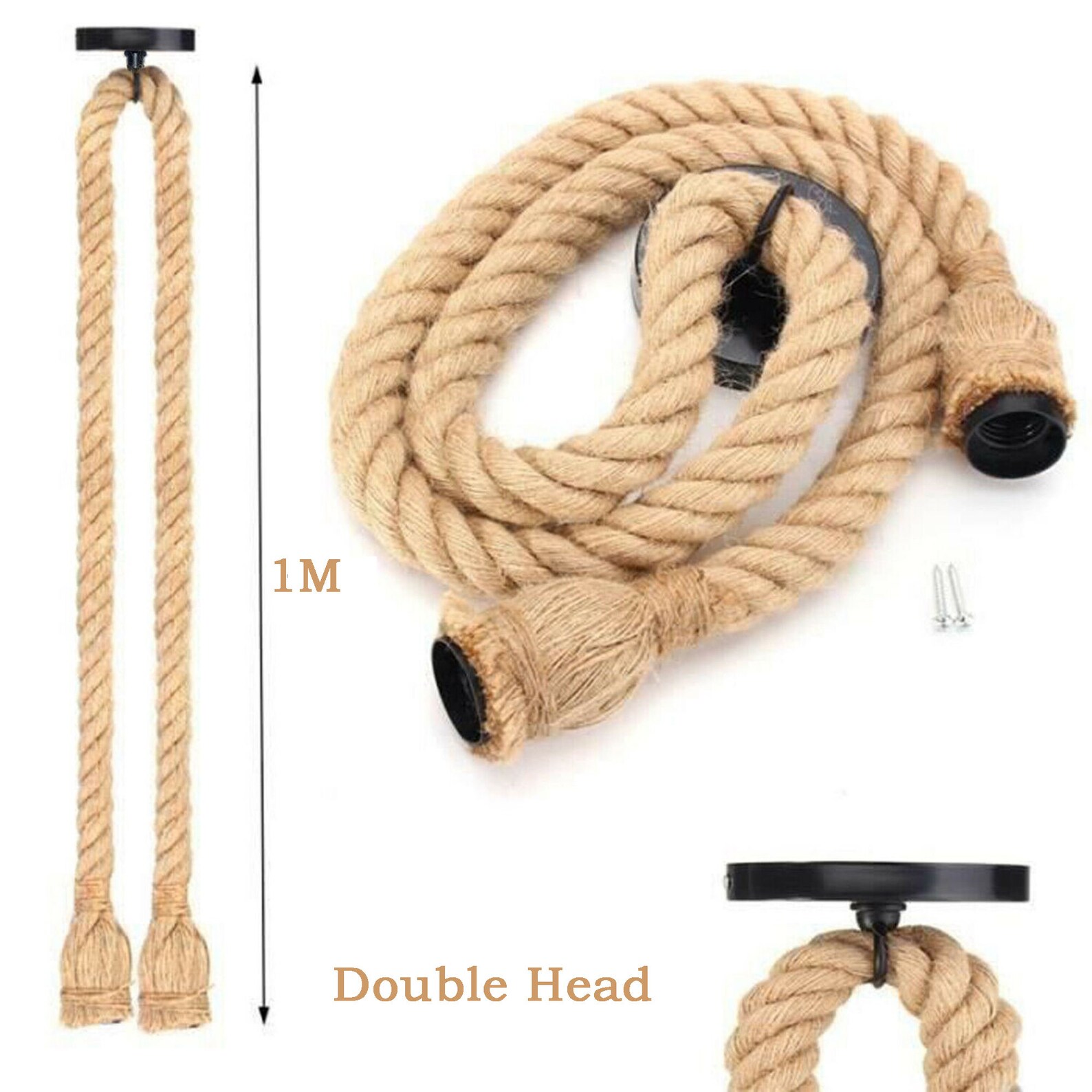 Natural Hemp Rope Pendant Lights 0.5M/1M/2M Single/double Head | Etsy UK